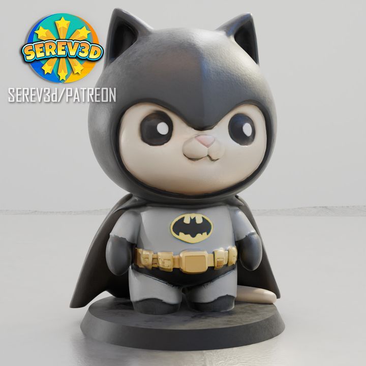 3D Printable Bat Cat - Batman Cosplay Cat - Multicolor 3MF & STL Model by SEREV3d